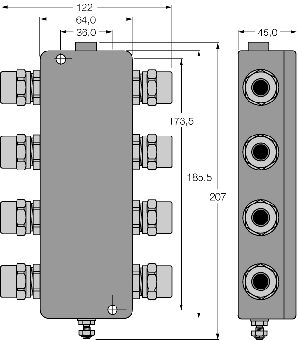 IP67 Junction Box, 6-Channel - PROFIBUS-PA