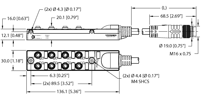 Passive Actuator/Sensor Junction Box, 8 Ports - M8 snap, 4 pole I/O ...