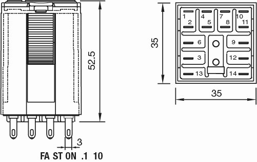Comat Releco by TURCK - DC load switching double make, 14-pin flat
